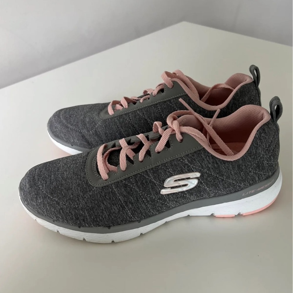 Skechers Flex Appeal 3.0 Memory Foam Sneakers Gray Pi… - Gem